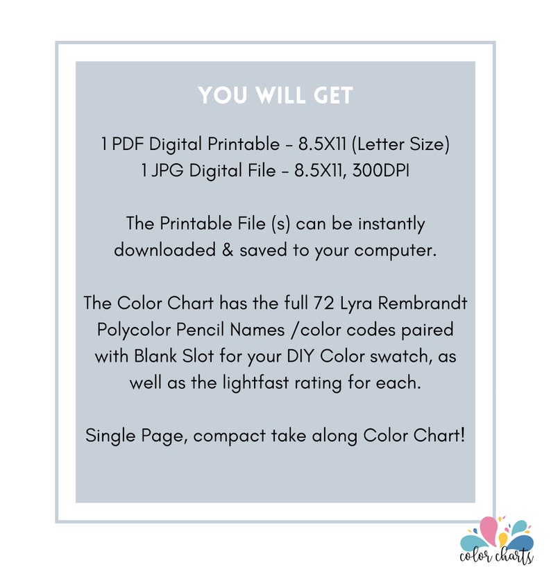 Lyra Rembrandt Polycolor Pencil Chart 72 Color Swatch PDF - Etsy