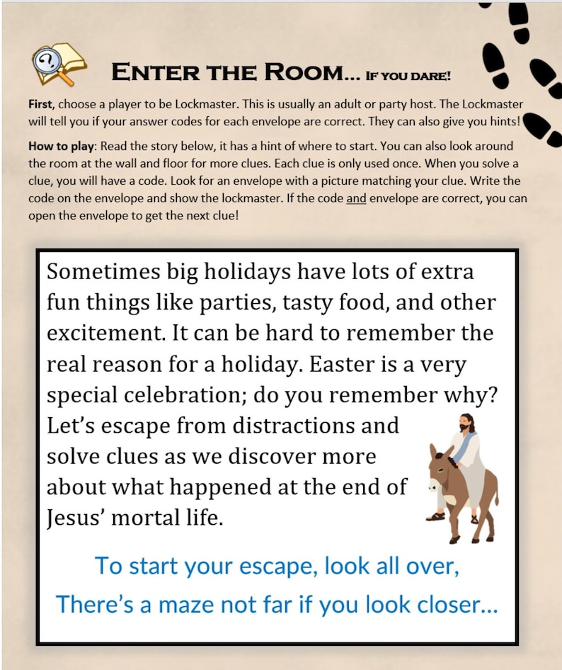 Easter Escape Room Game. Bible Kids and Family Printable Party - Etsy