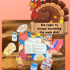 Turkey Escape Room Game | Thanksgiving Printable Party for Kids and ...