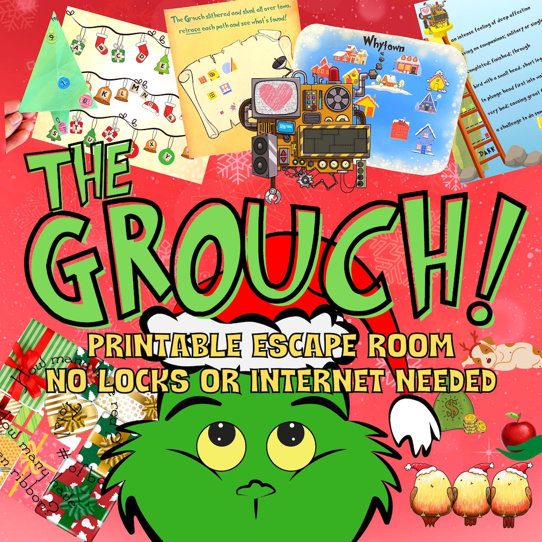 Escape Room Game Printable. the Grouch Christmas Party for Kids and ...