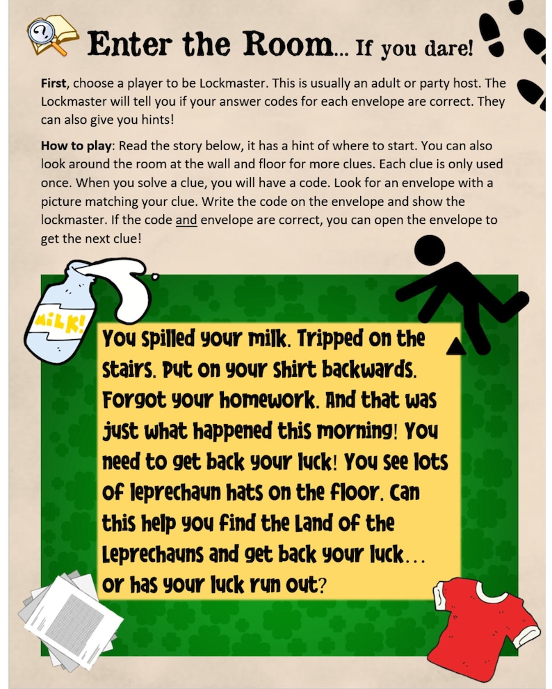 St Patrick's Day Leprechaun Kids Escape Room | Printable Adventure Game ...