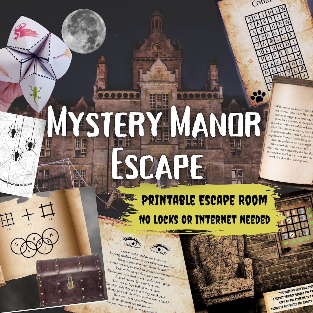Escape Room Game. Mystery Manor Printable Adventure for Adults, Teens ...