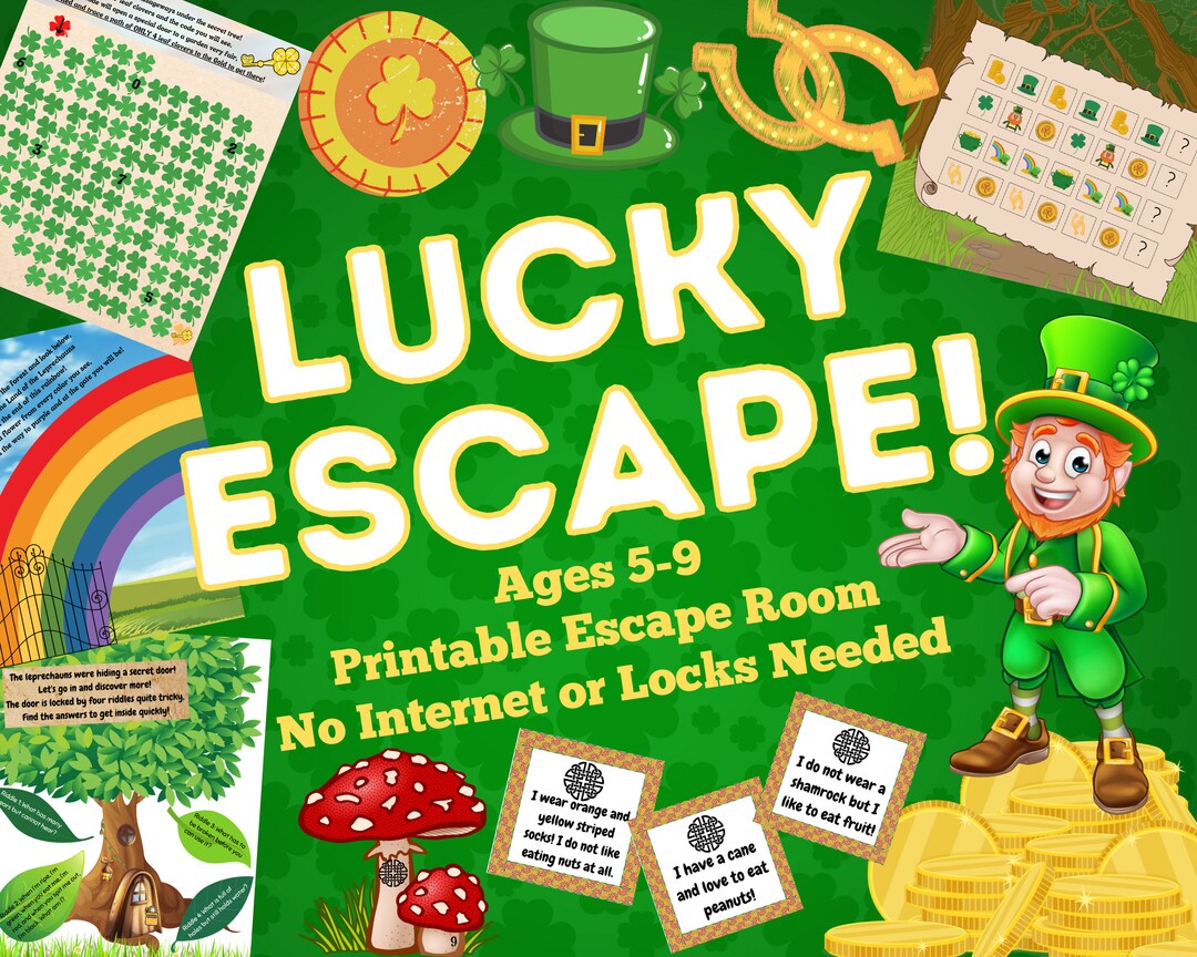 St Patrick's Day Leprechaun Kids Escape Room | Printable Adventure Game ...