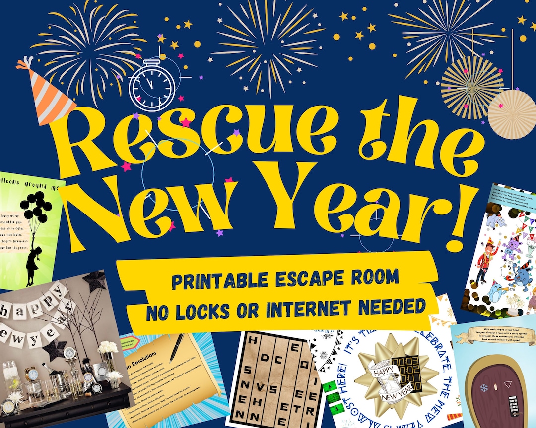 New Years Escape Room Game. Adventure Party Game Printable for Kids ...