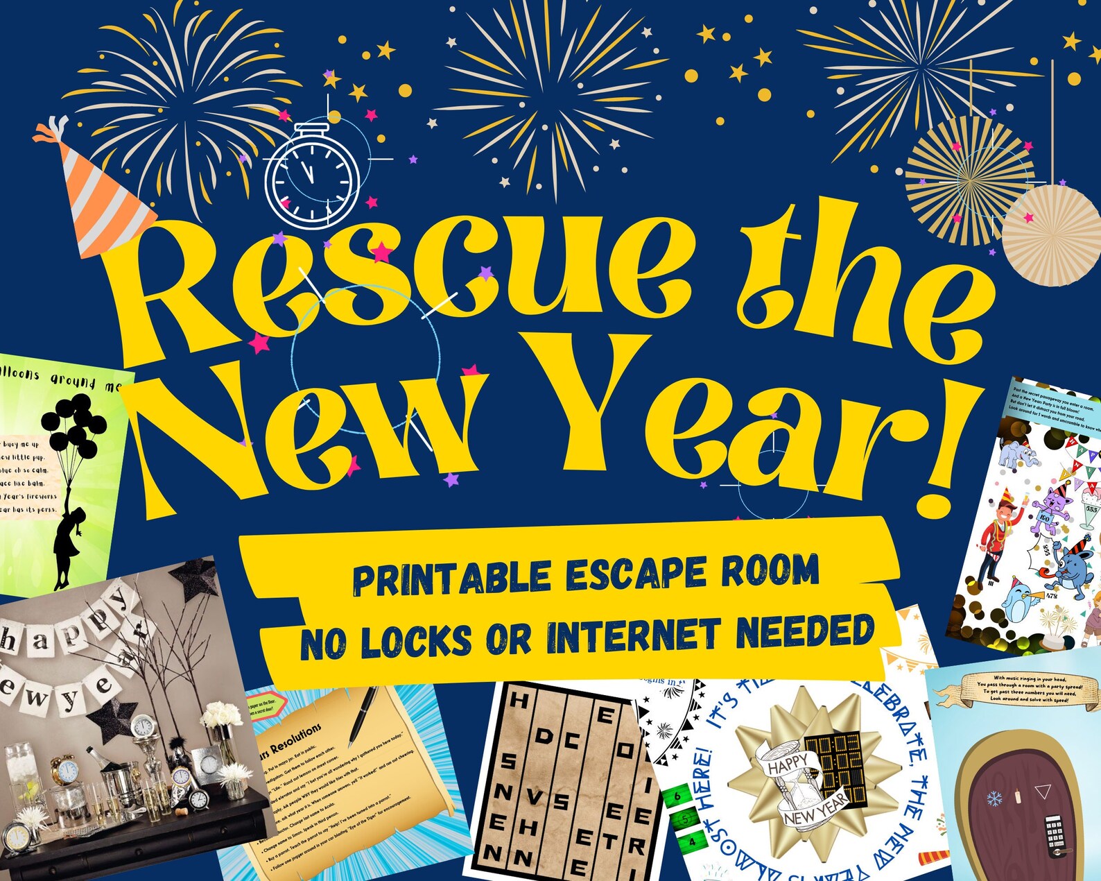 New Years Escape Room Game. Adventure Party Game Printable for | Etsy