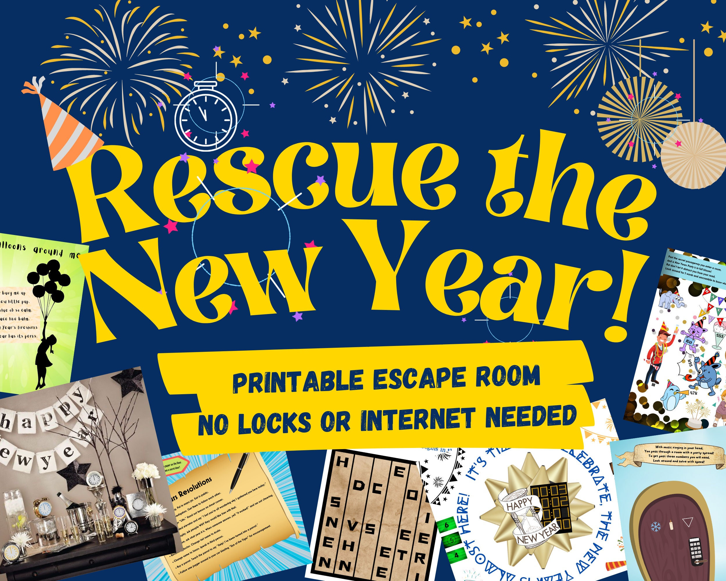 New Years Escape Room Game Adventure Party Game Printable For Kids new-years-escape-room-game-adventure-party-game-printable-for-kids