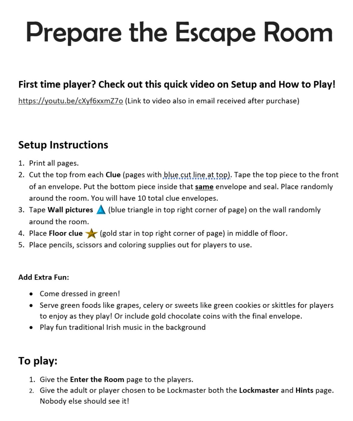 St Patrick's Day Leprechaun Kids Escape Room | Printable Adventure Game ...