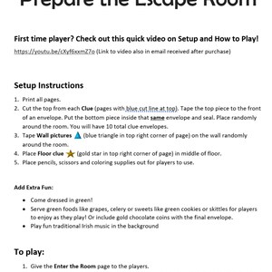 St Patrick's Day Leprechaun Kids Escape Room | Printable Adventure Game ...