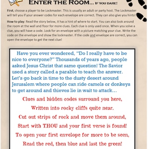 Good Samaritan Escape Room | Bible Themed Party Game | Parable DIY Kit ...
