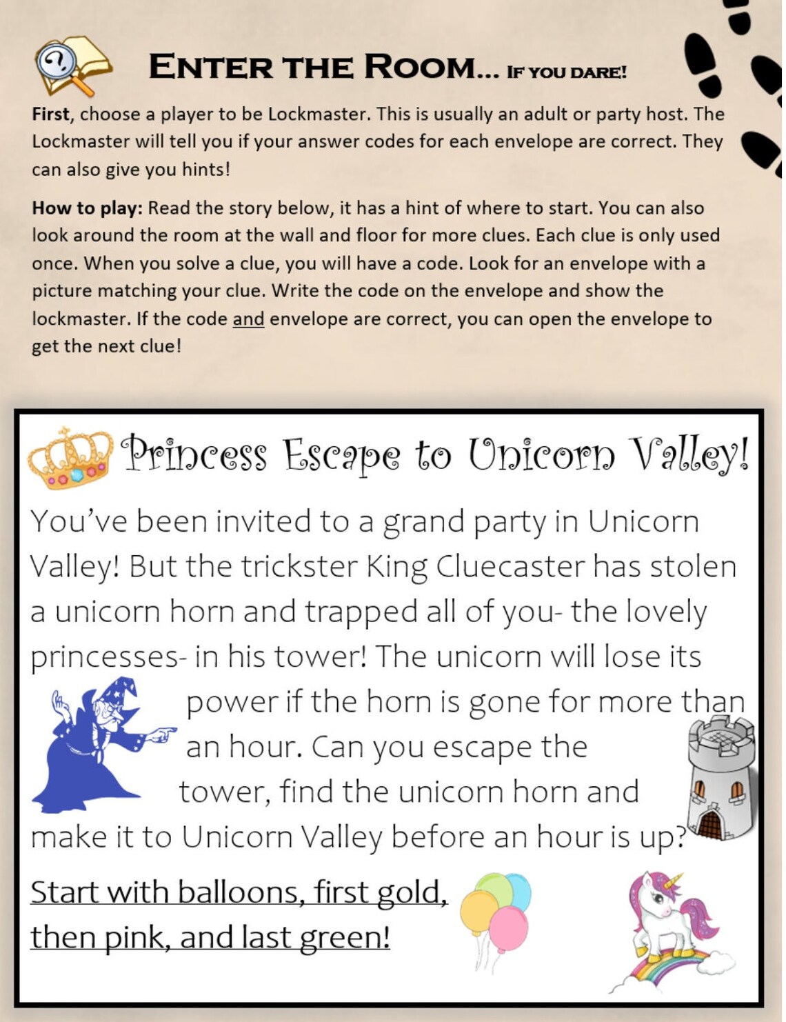 Princess Party Game. Escape Room Adventure Printable Game for - Etsy