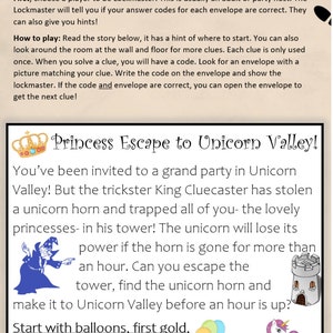Princess Party Game. Escape Room Adventure Printable Game for Kids and ...
