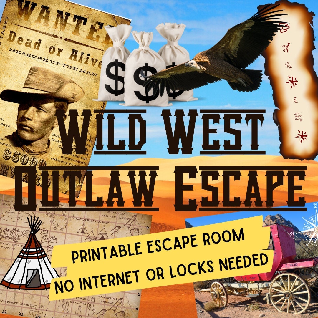 Wild West Escape Room Game. Outlaw Adventure Printable Party Game for ...