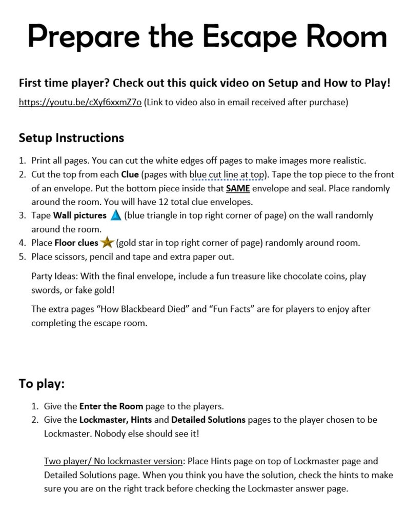 Pirate Escape Room Game. Treasure Adventure Printable Party - Etsy