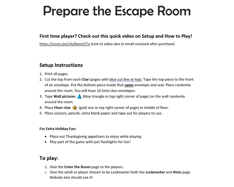 Kids Turkey Escape Room Game Thanksgiving Printable Party - Etsy