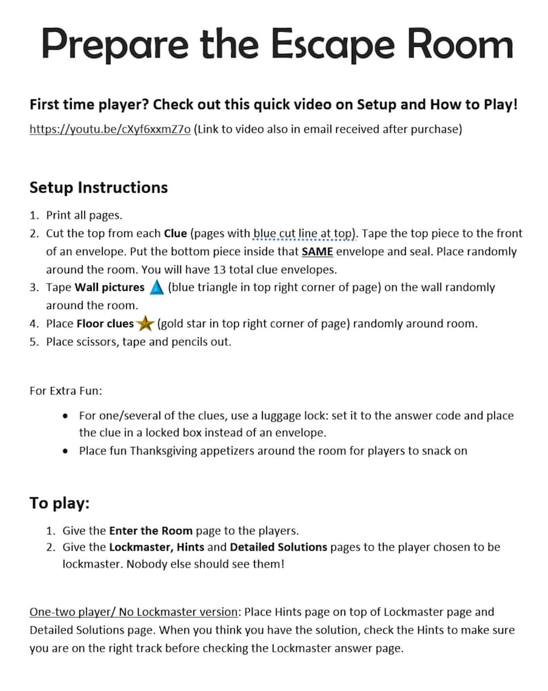 Turkey Escape Room Game Thanksgiving Printable Party for - Etsy