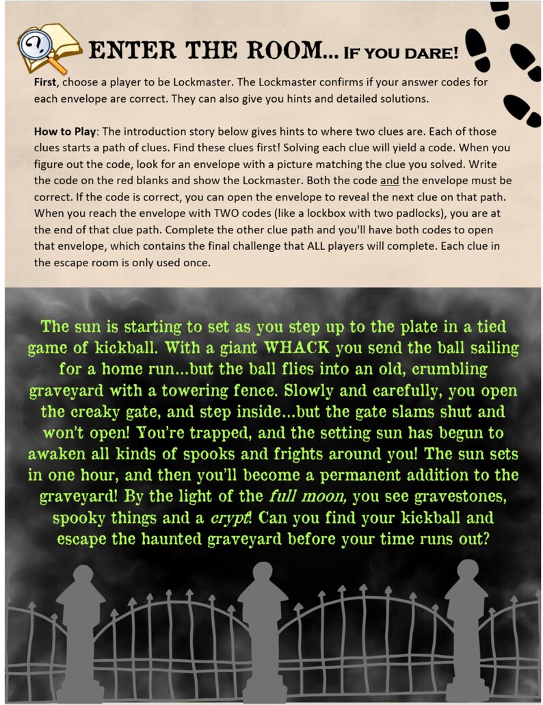 Printable Escape Room. Haunted Graveyard Adventure Game for - Etsy