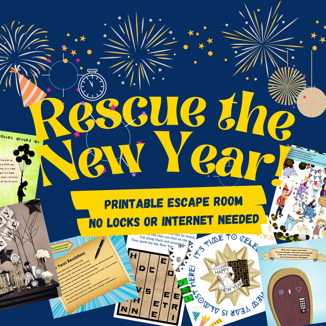 New Years Escape Room Game. Adventure Party Game Printable for Kids ...