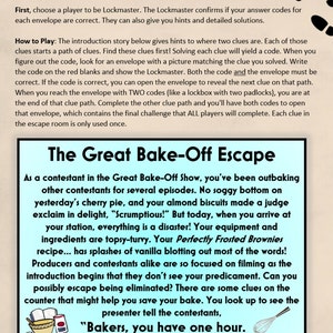 Escape Room Game. Baking Adventure Printable Party Game for Kids ...