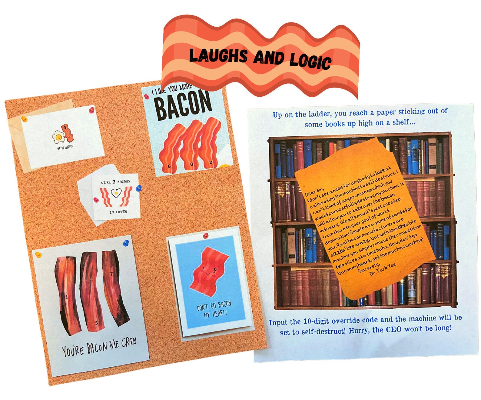 Escape Room Game. Funny Bacon Adventure Printable Party Game for Adults ...