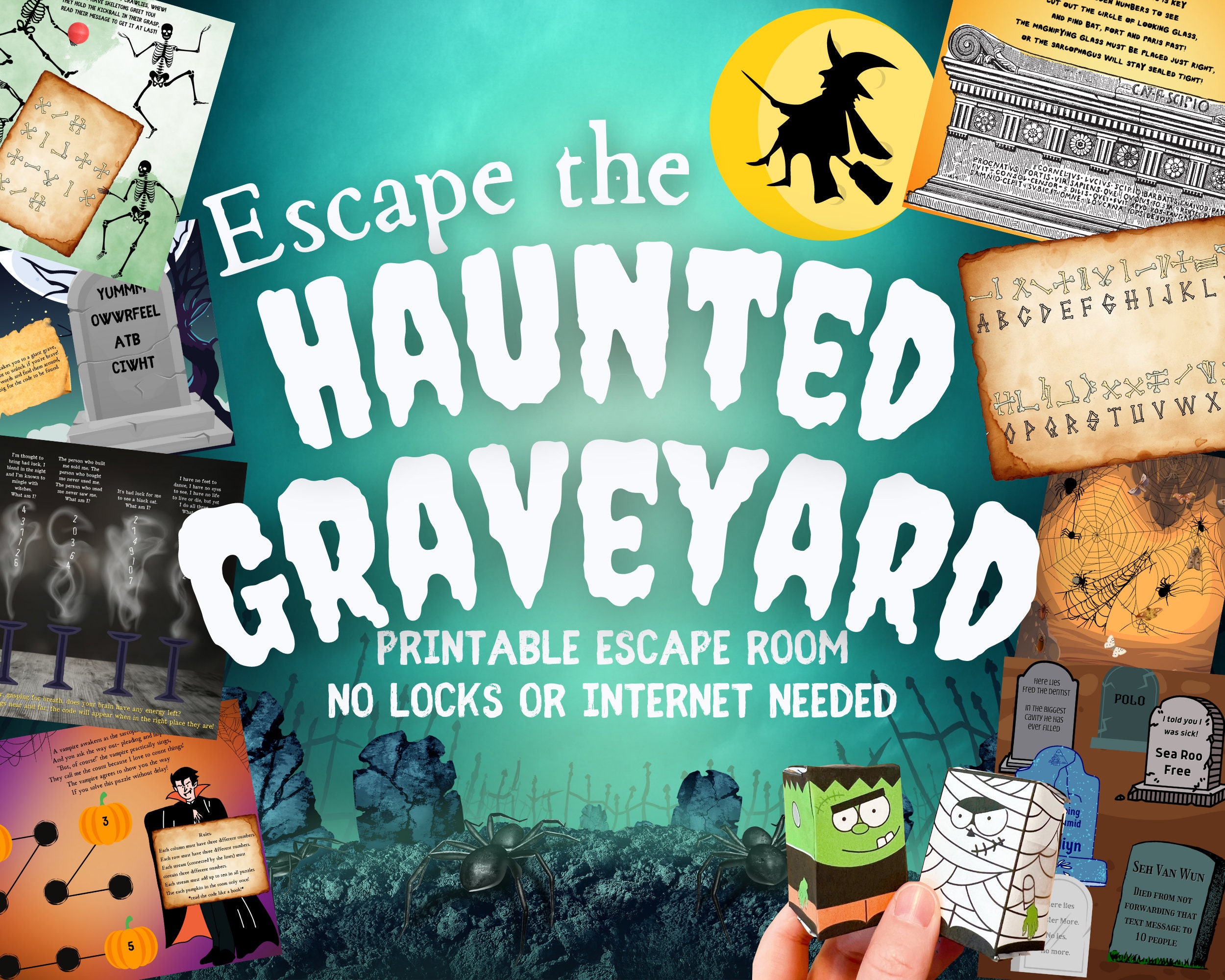 Printable Escape Room Haunted Graveyard Adventure Game For Families Kids And Adults DIY 