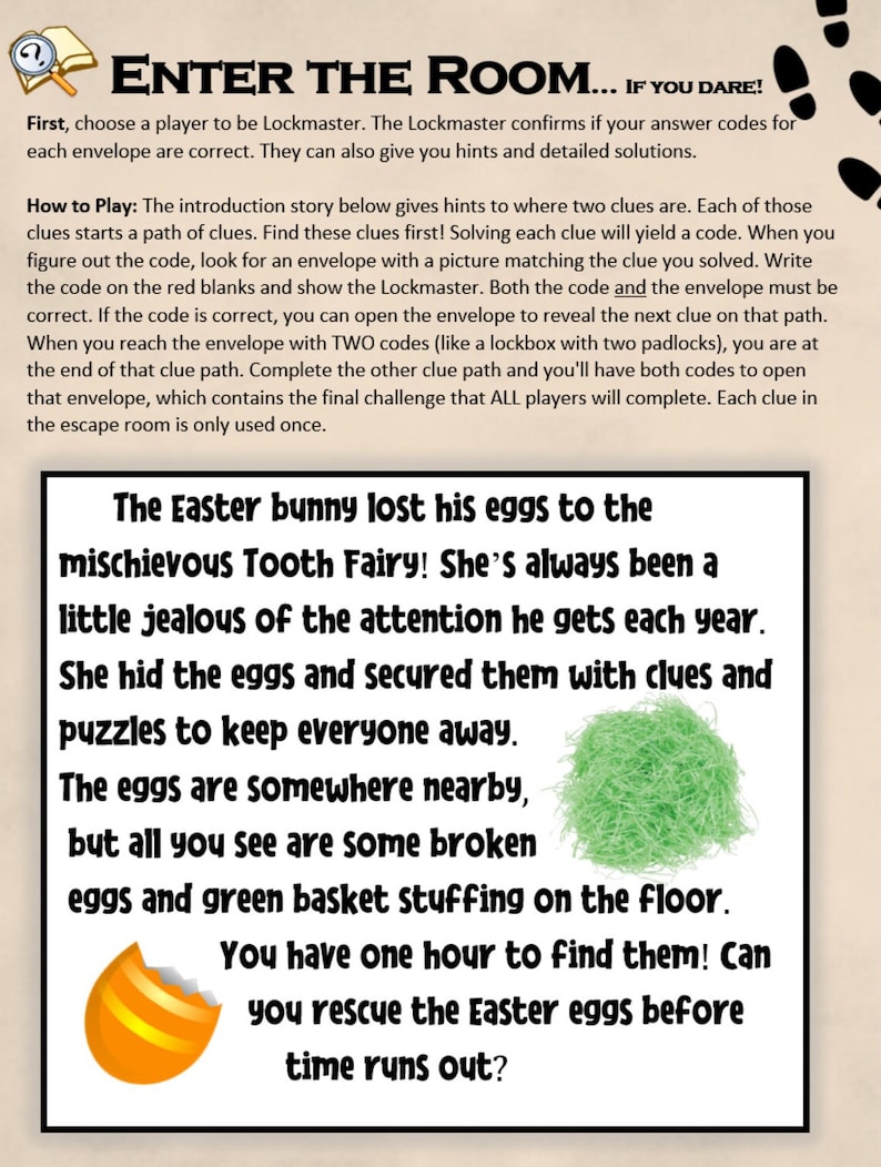 Easter Egg Escape Room Game. Printable Party Adventure Game - Etsy
