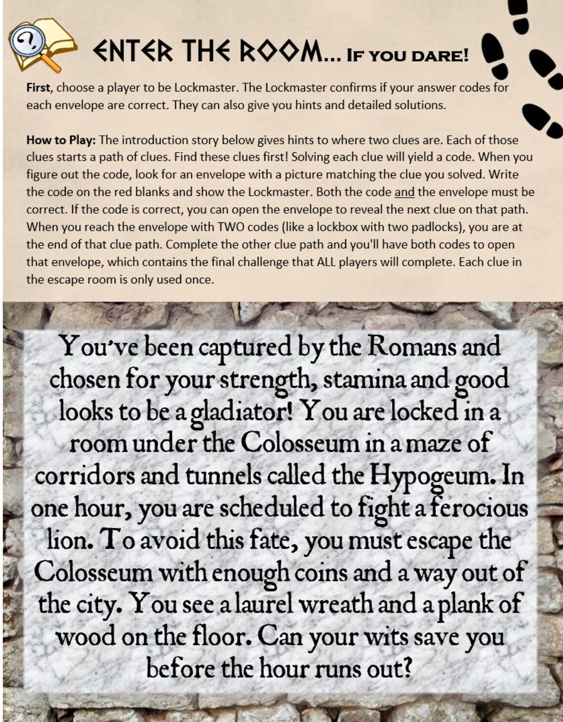 Gladiator Escape Room Game. Printable Adventure for Families - Etsy