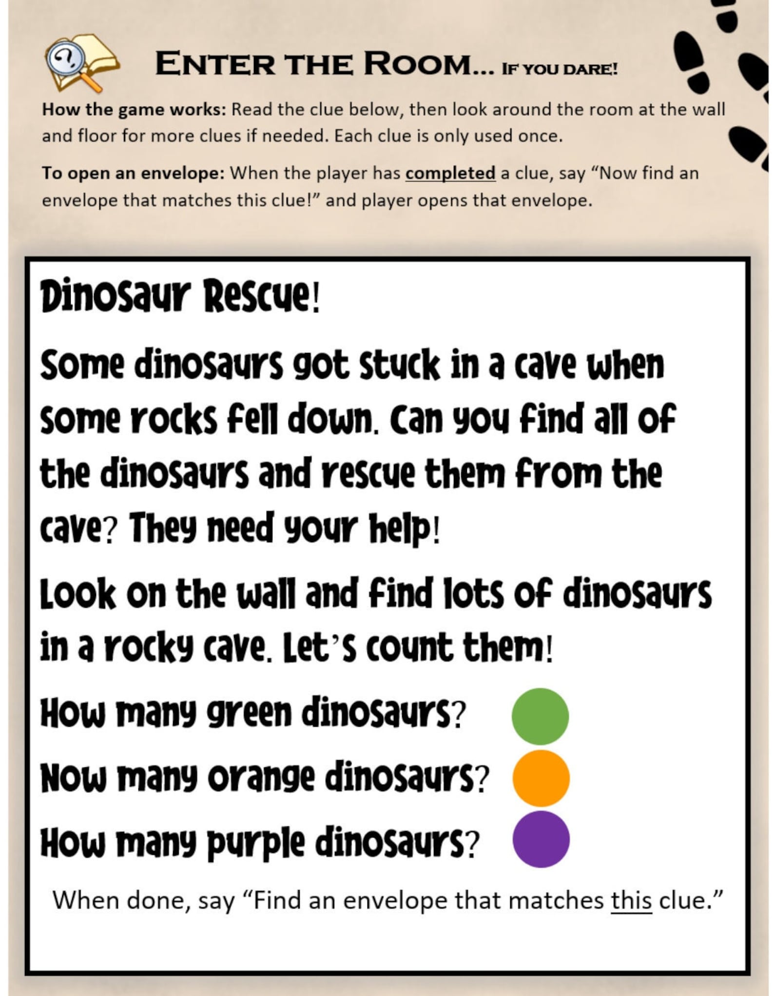 Kids Preschool Game Escape Room. Dinosaur Adventure Printable - Etsy