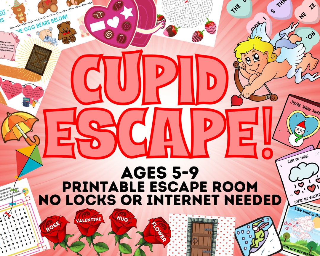 Kids Valentine Escape Room Game | Printable Adventure for Kids and ...
