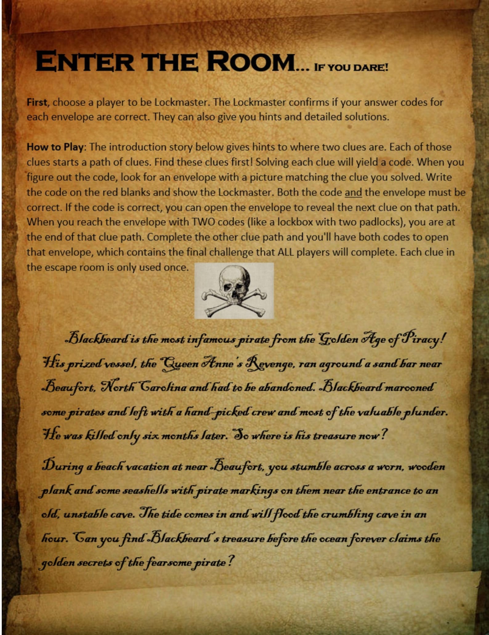 Pirate Escape Room Game. Treasure Adventure Printable Party - Etsy