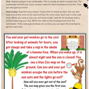 Kids Party Game Escape Room. Curious Escape at the Zoo Adventure ...