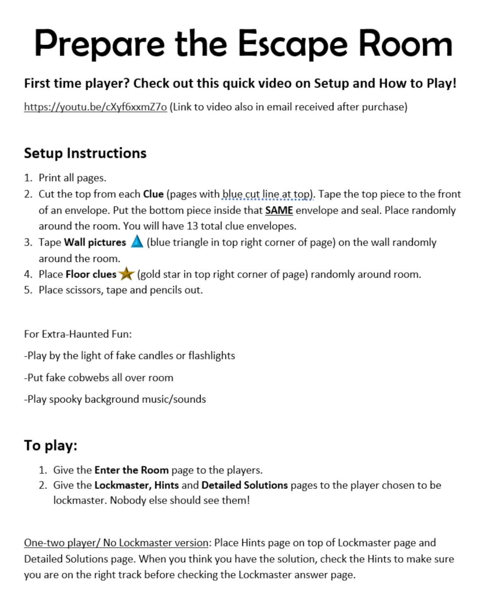 Escape Room Game. Mystery Manor Printable Adventure for Adults, Teens ...