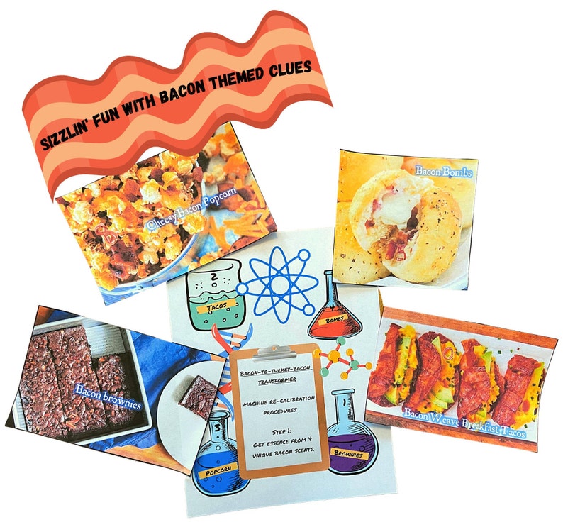 Escape Room Game. Funny Bacon Adventure Printable Party Game for Adults ...