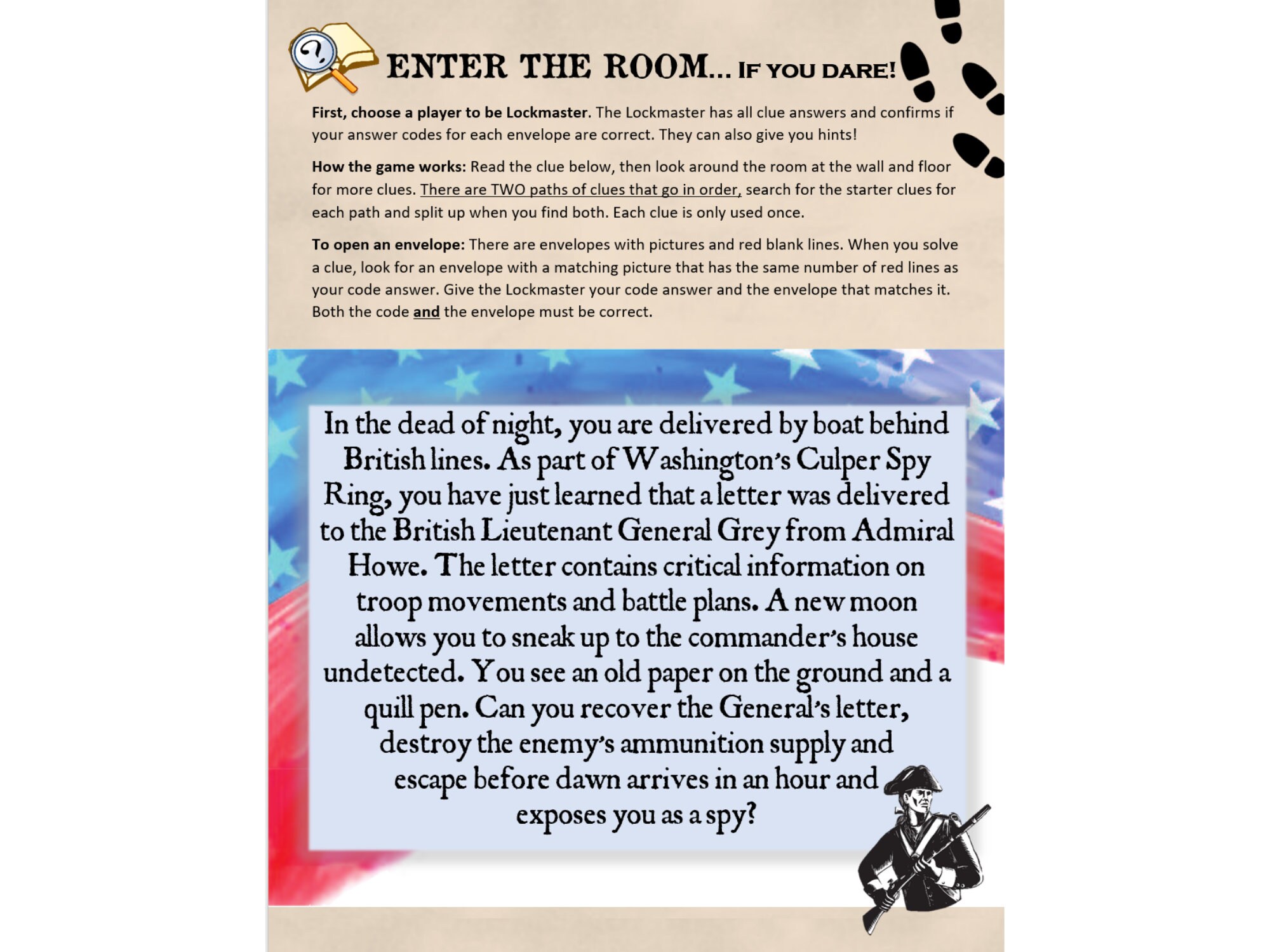 Spy Escape Room. Revolutionary War Adventure Game for Families, Adults ...