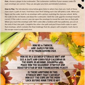 Turkey Escape Room Game | Thanksgiving Printable Party for Kids and ...