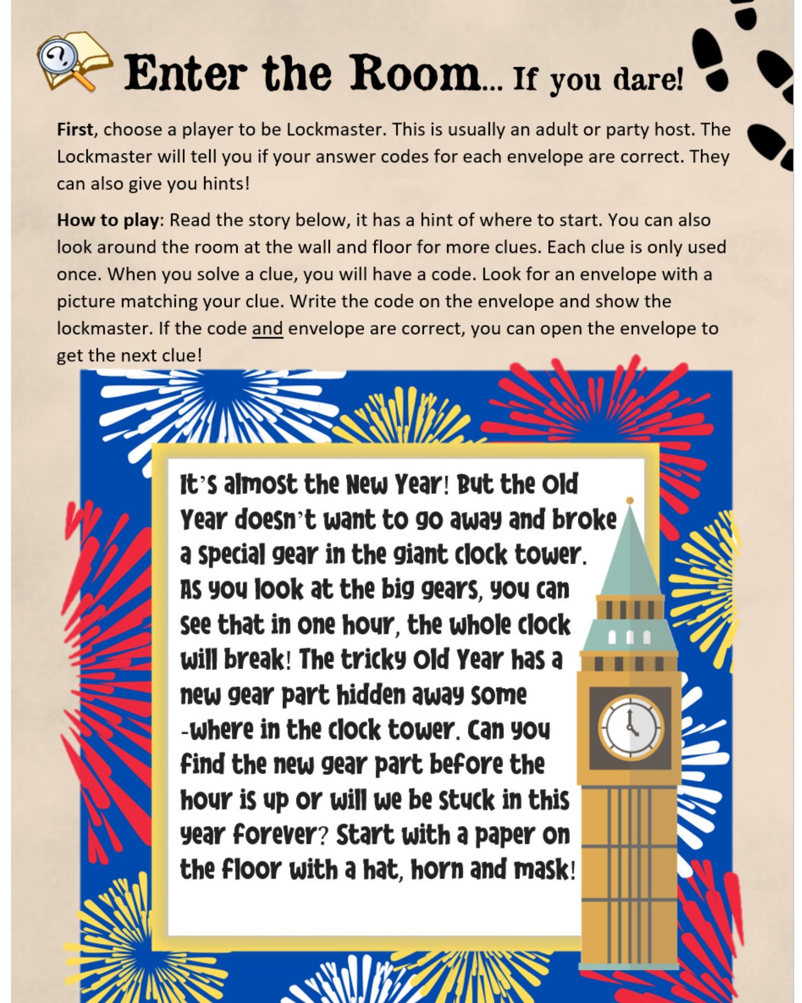Save the New Year Kids Escape Room Printable Party Game for - Etsy