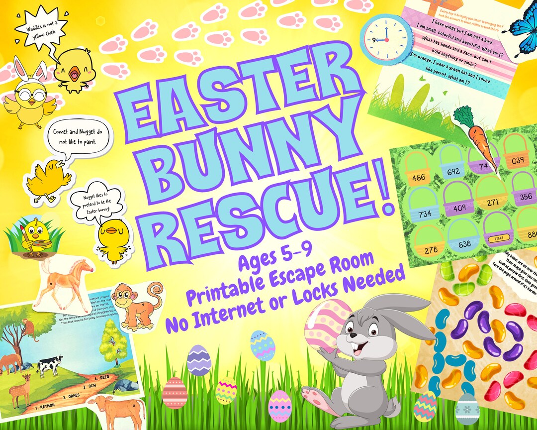 Easter Bunny Rescue Escape Room Game | Printable Party Adventure Game ...