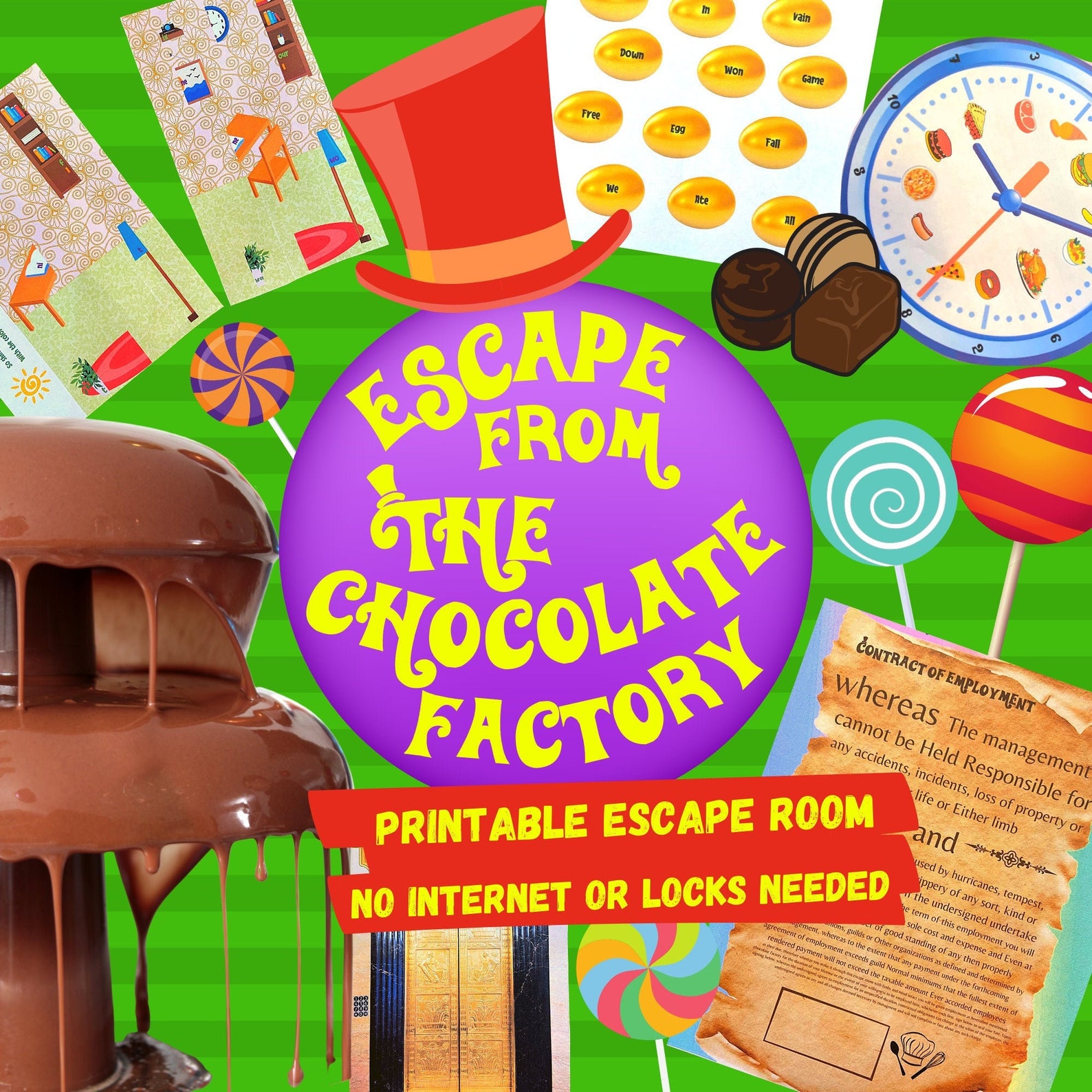 Factory Escape Room Game. Chocolate Candy Adventure Printable Party ...