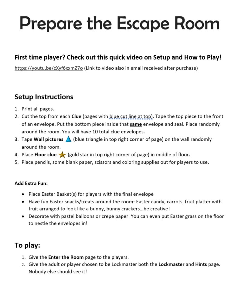 Easter Bunny Rescue Escape Room Game | Printable Party Adventure Game ...