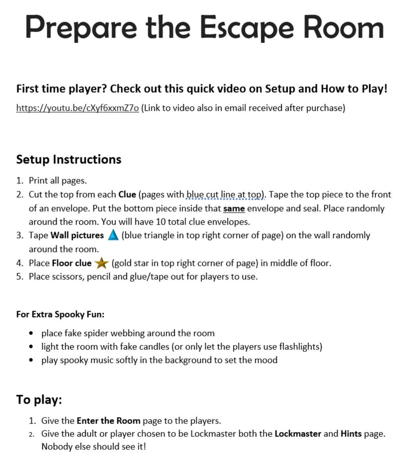 Kids Escape Room. Haunted House Party Game Fun Kids Escape - Etsy