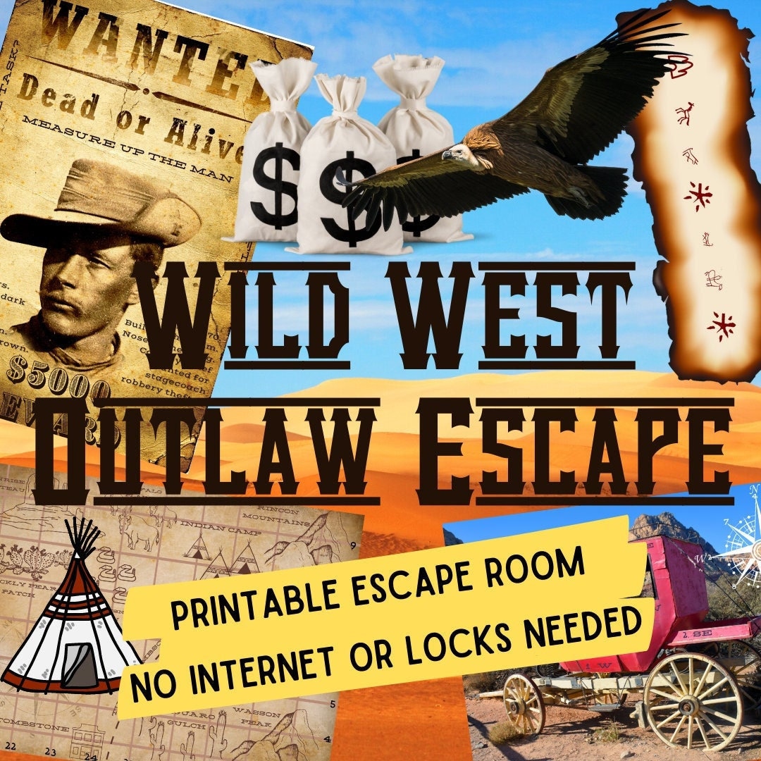 Wild West Escape Room Game. Outlaw Adventure Printable Party Game for ...