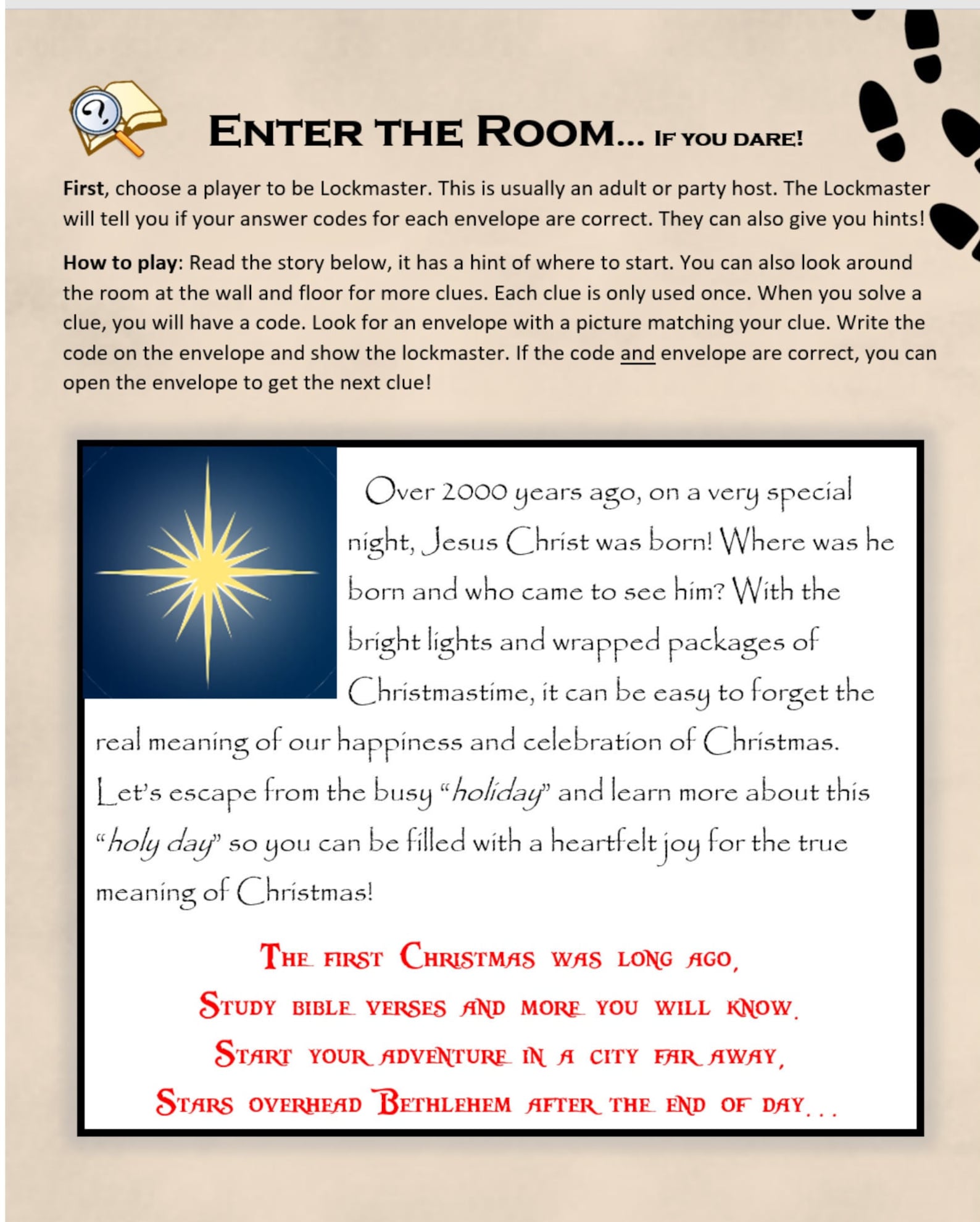 Christmas Bible Escape Room Game Journey to Bethlehem for - Etsy