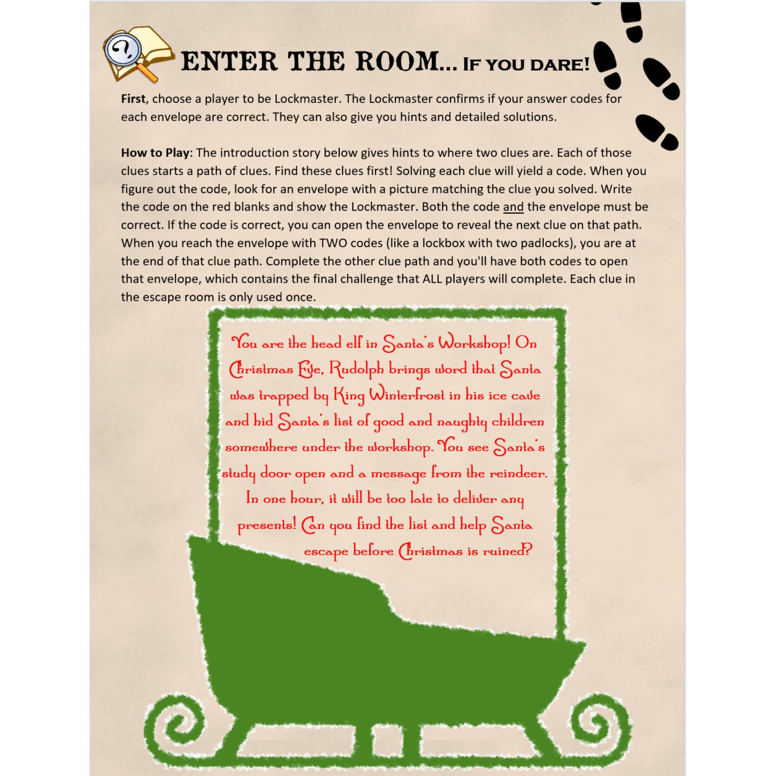 Save Santa Escape Room Game. Christmas Printable Party for | Etsy