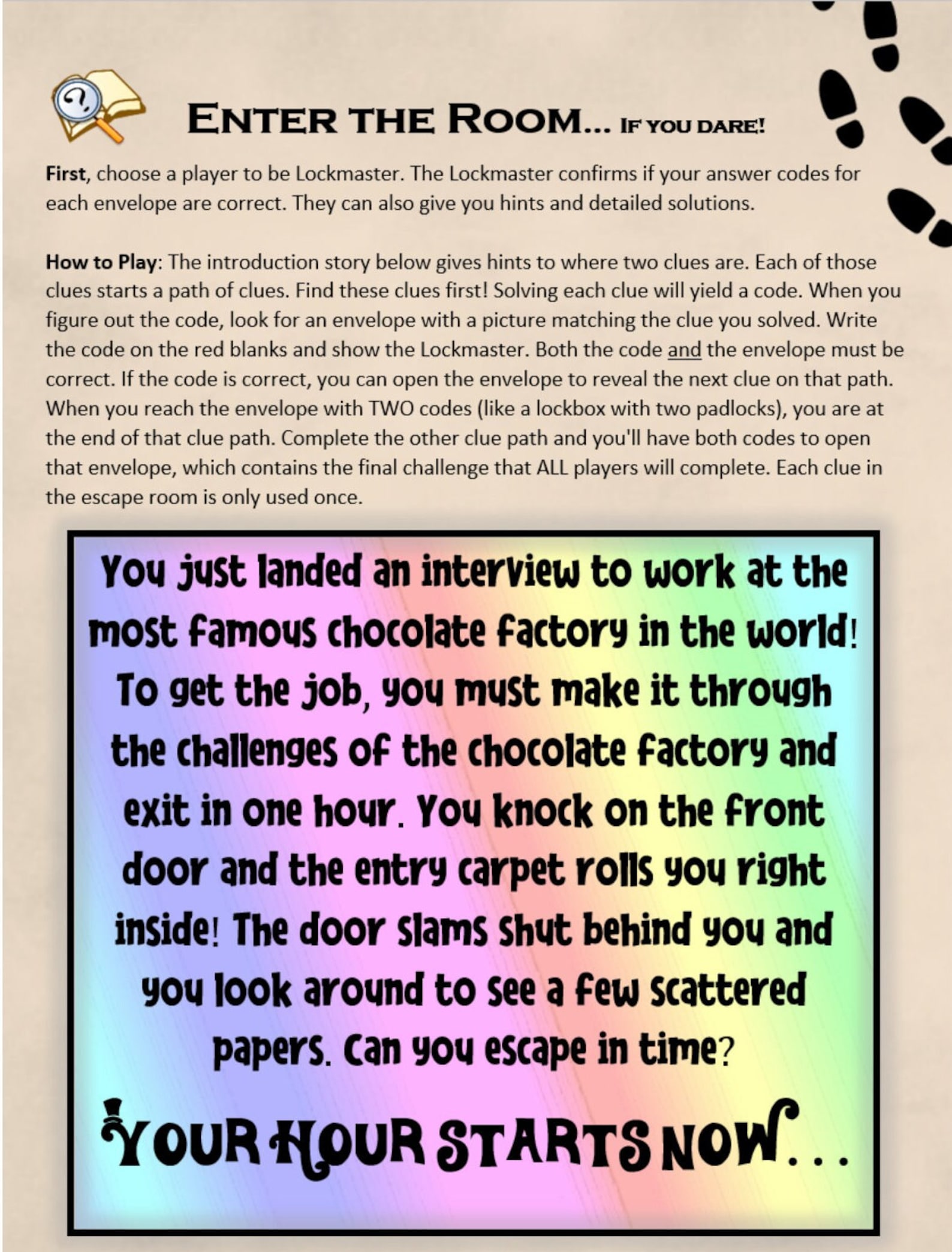 Factory Escape Room Game. Chocolate Candy Adventure Printable Party ...