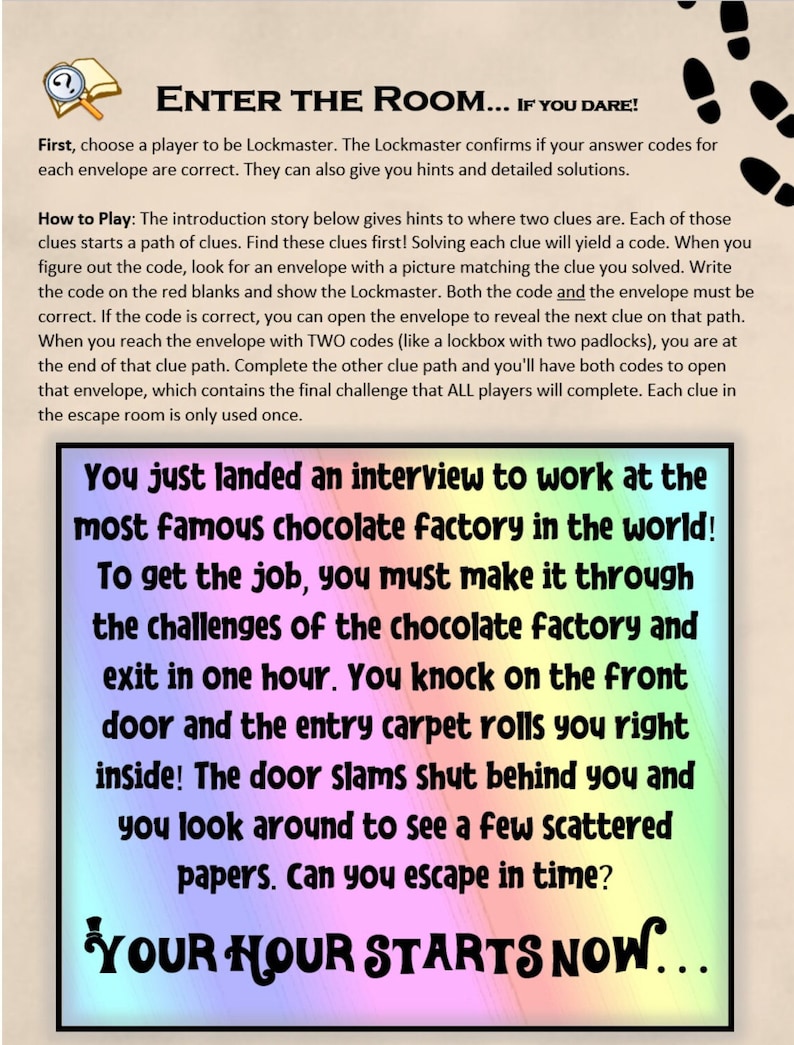 Factory Escape Room Game. Chocolate Candy Adventure Printable - Etsy