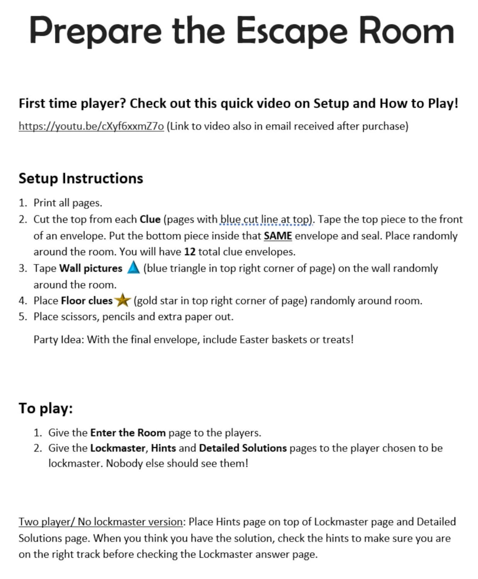 Easter Egg Escape Room Game. Printable Party Adventure Game for Kids ...