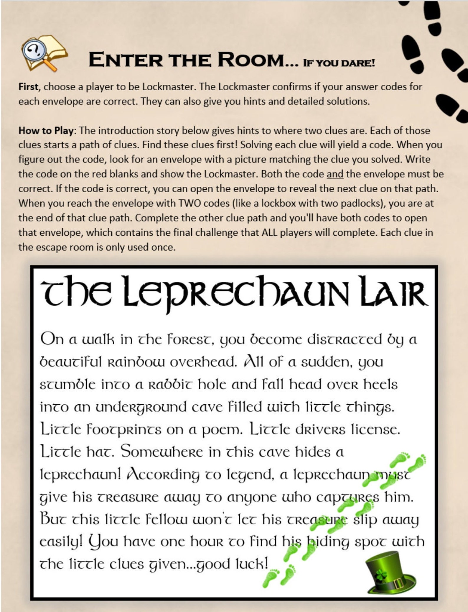 St. Patrick's Day Escape Room Game. Leprechaun Adventure | Etsy