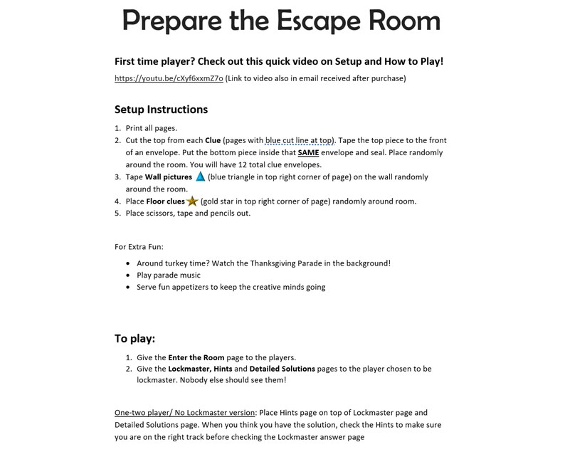 Thanksgiving Escape Room Game. Fun Printable Adventure for Kids and ...