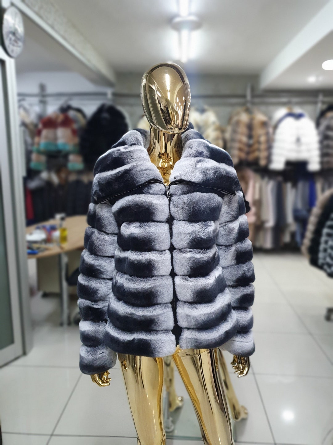 Stylish Coat With Actual Rex Rabbit Fur Original Rex Rabbit Real ...