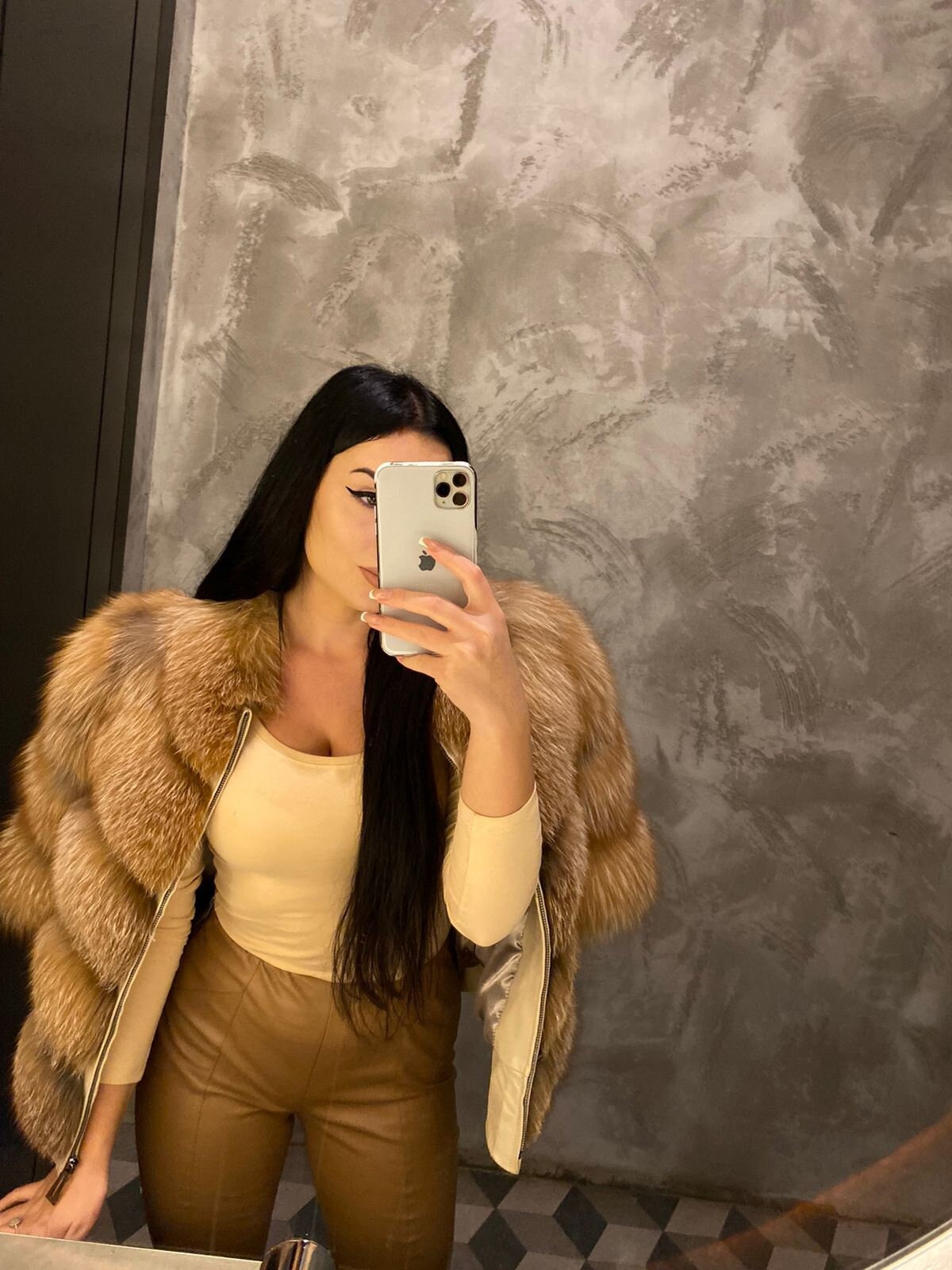 Exclusive Light Crystal Fox Fur Jacket With Detachable Sleeves. Genuine ...