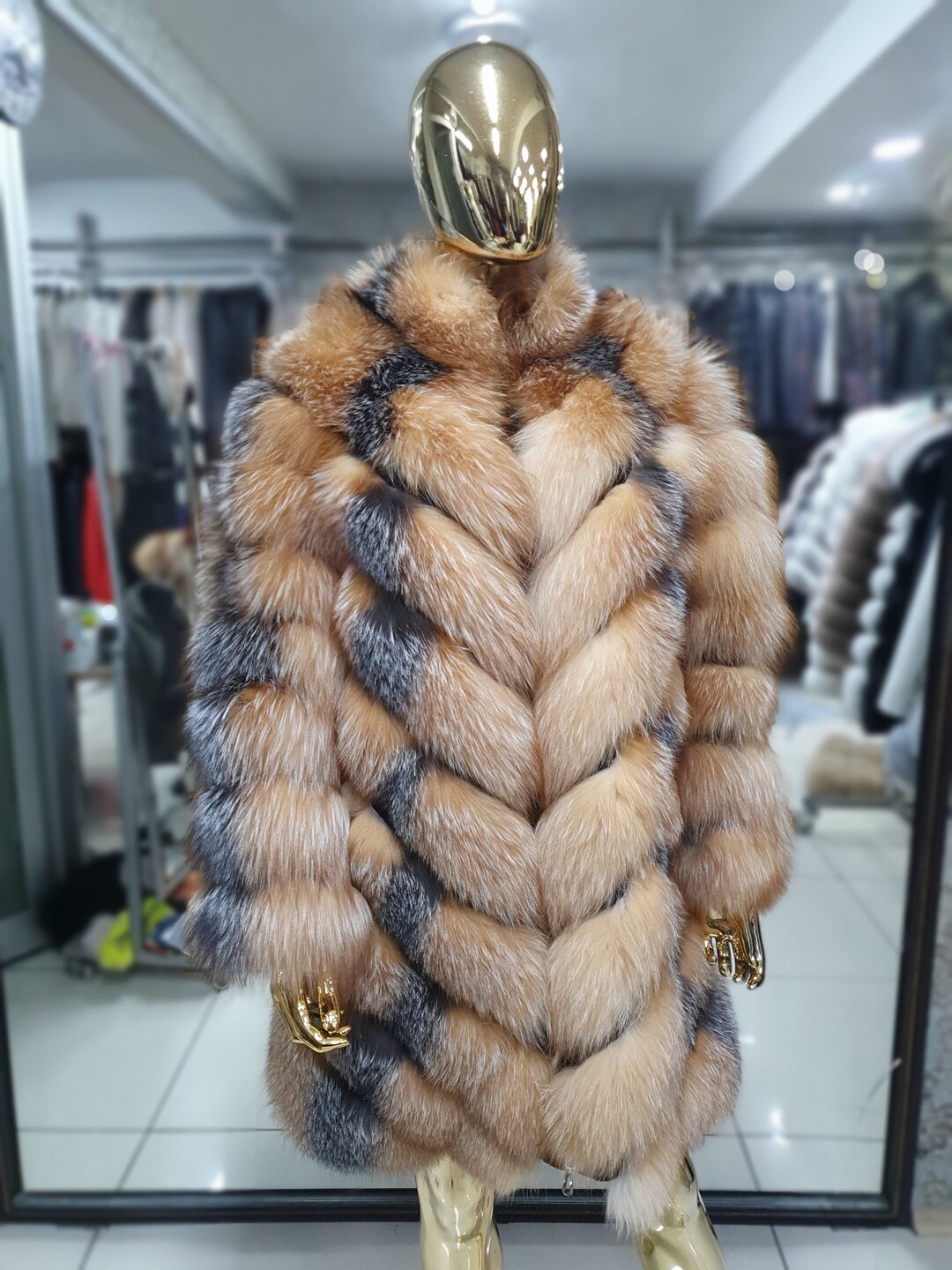 Fabolous Luxury Real Long Fox Fur Jacket Genuine Original Fox Skin ...